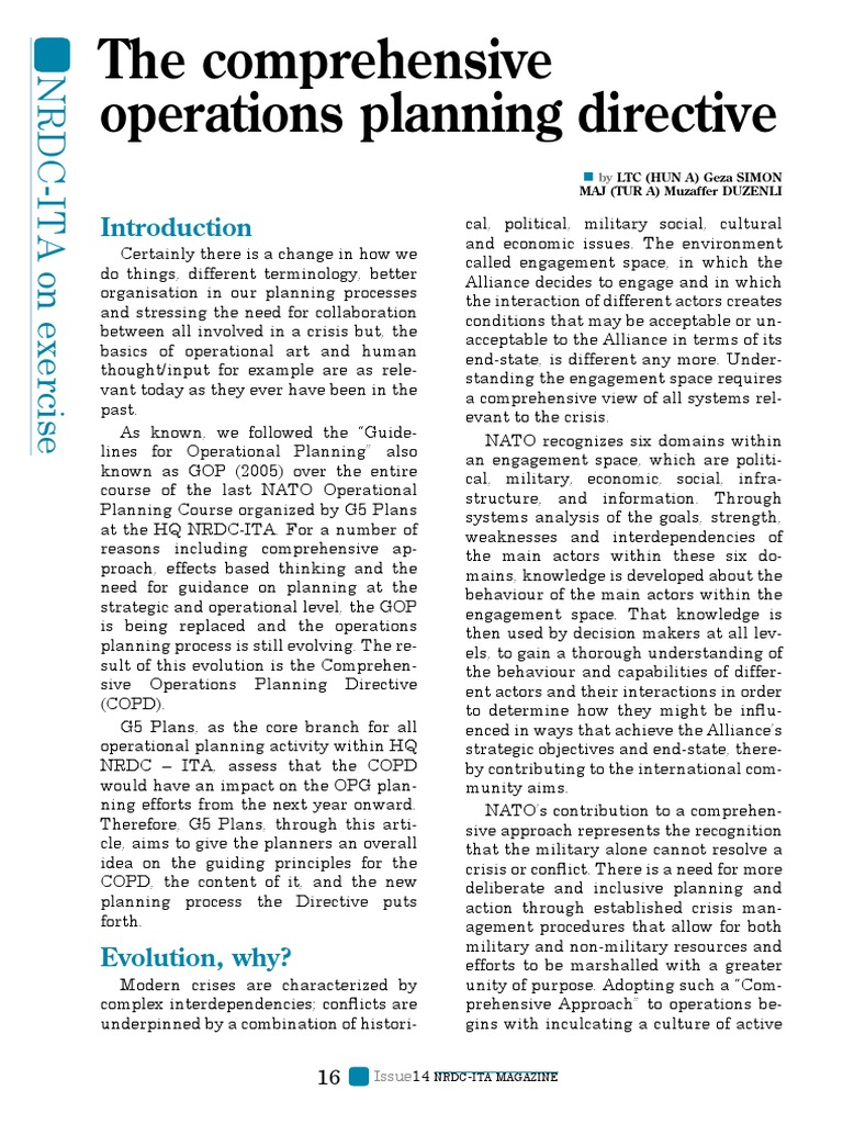 Comprehensive Operations Planning Directive (COPD) Introduction | PDF ...