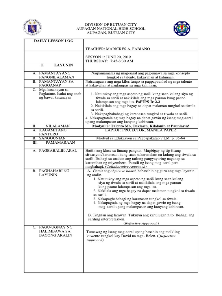 DLL Esp7 Week2-Day 4 | PDF