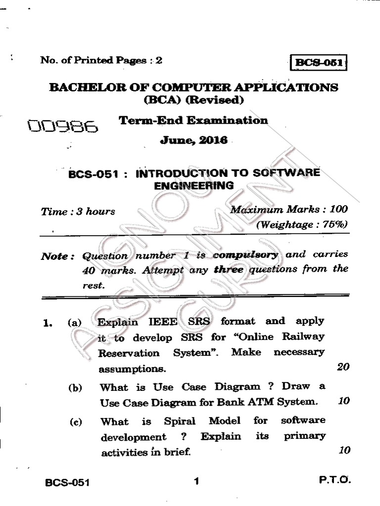 BCS 051 PDF | PDF | Computers