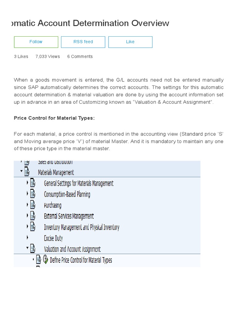 Automatic Account Determination Overview - SAP Blogs | PDF | Valuation ...