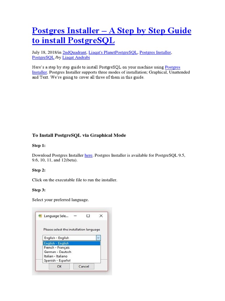 Install Postgresql | PDF | Postgre Sql | Installation (Computer Programs)