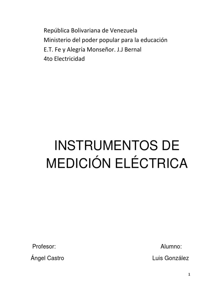 Instrumentos de Mediciones Electricas | PDF | Corriente eléctrica | Voltio