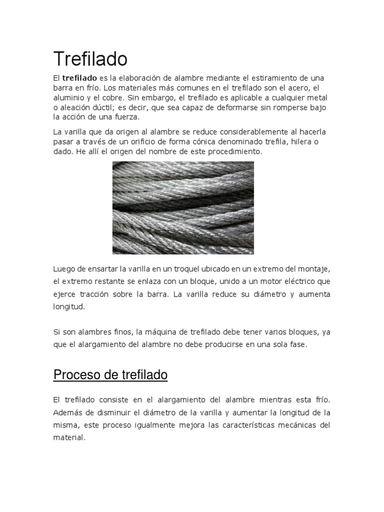Proceso de Trefilado de Metales | PDF | Cable | Aluminio