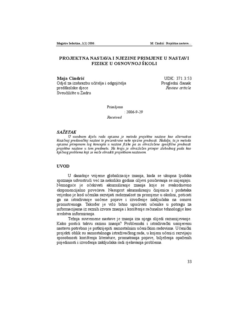 Projektna Nastava Fizike | PDF