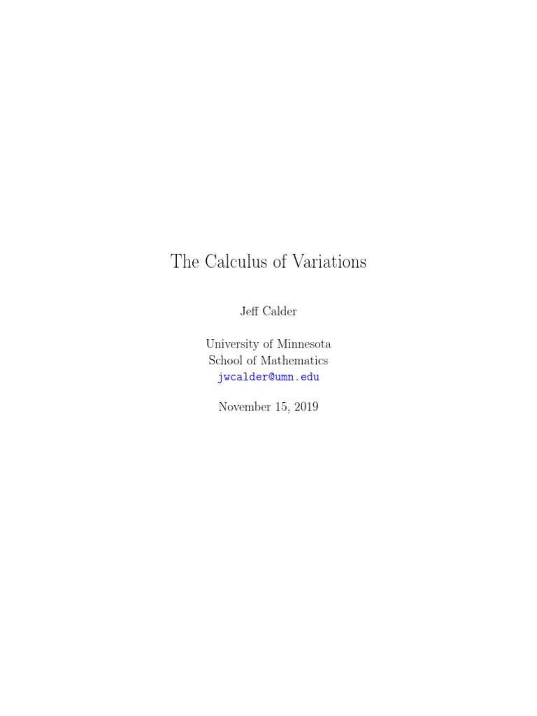 Calculus of Variations | PDF | Calculus Of Variations | Partial ...