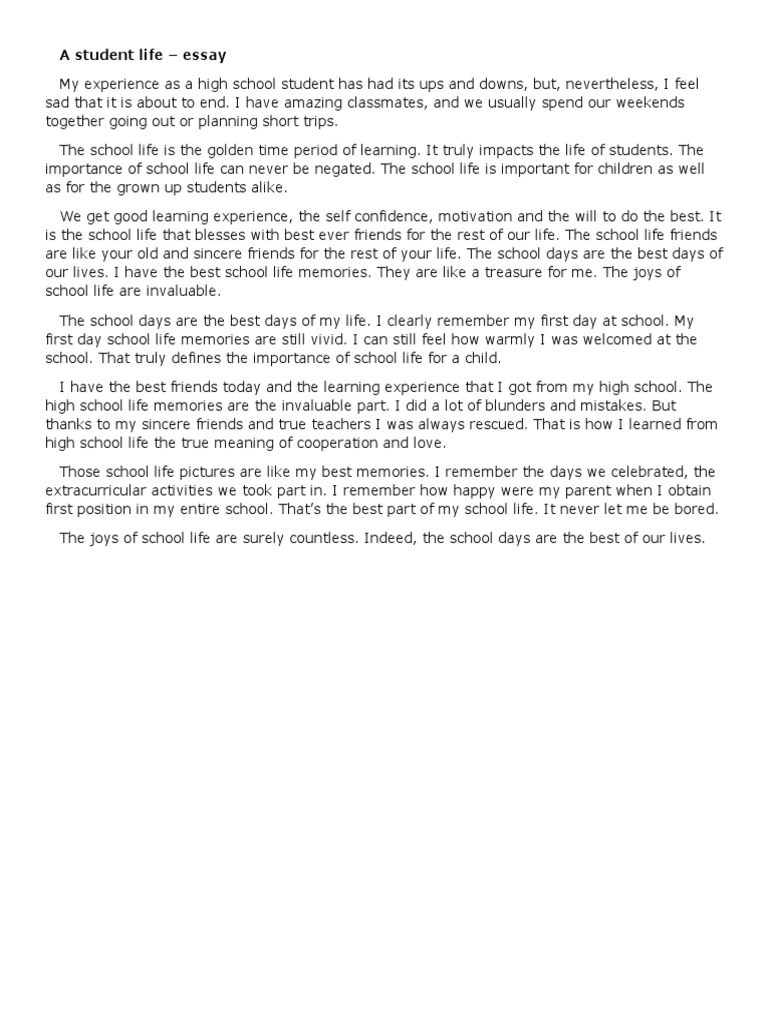 A Student Life-Essay | PDF | Wellness