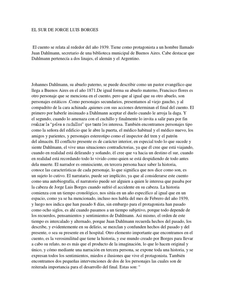 El Sur de Jorge Luis Borges | PDF | Narración | Cuentos
