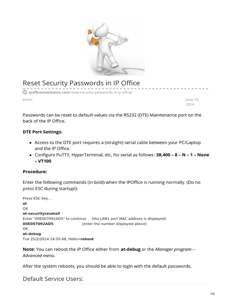 Resetting IP Office Security Passwords to Default Values via the DTE ...