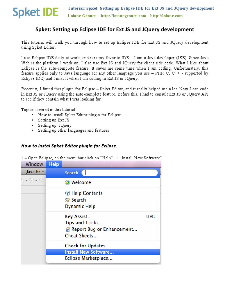 Tutorial: Spket: Setting Up Eclipse IDE For Ext JS and JQuery Development | PDF | Ext Js ...