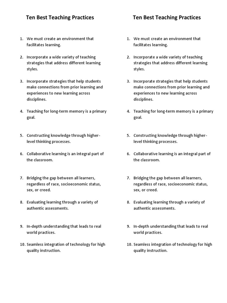 Ten Best Teaching Practices