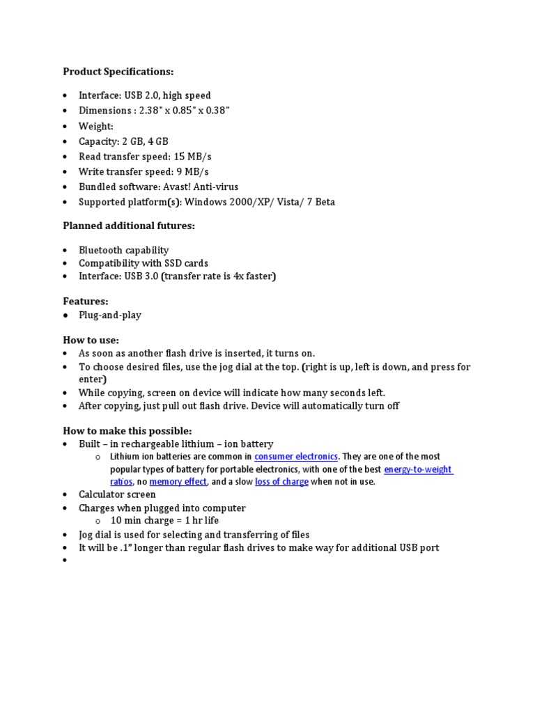 Product Specifications | PDF