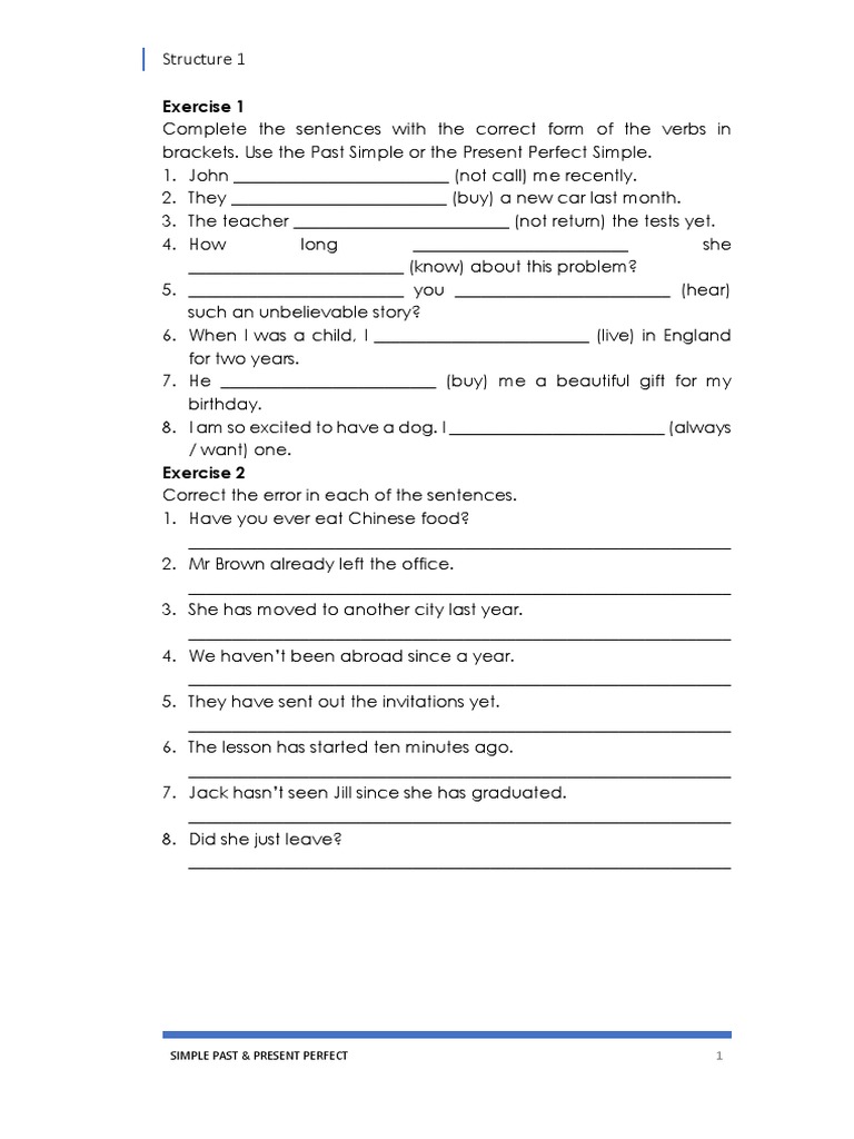 Structure Modul Simple Past & Present Perfect | PDF