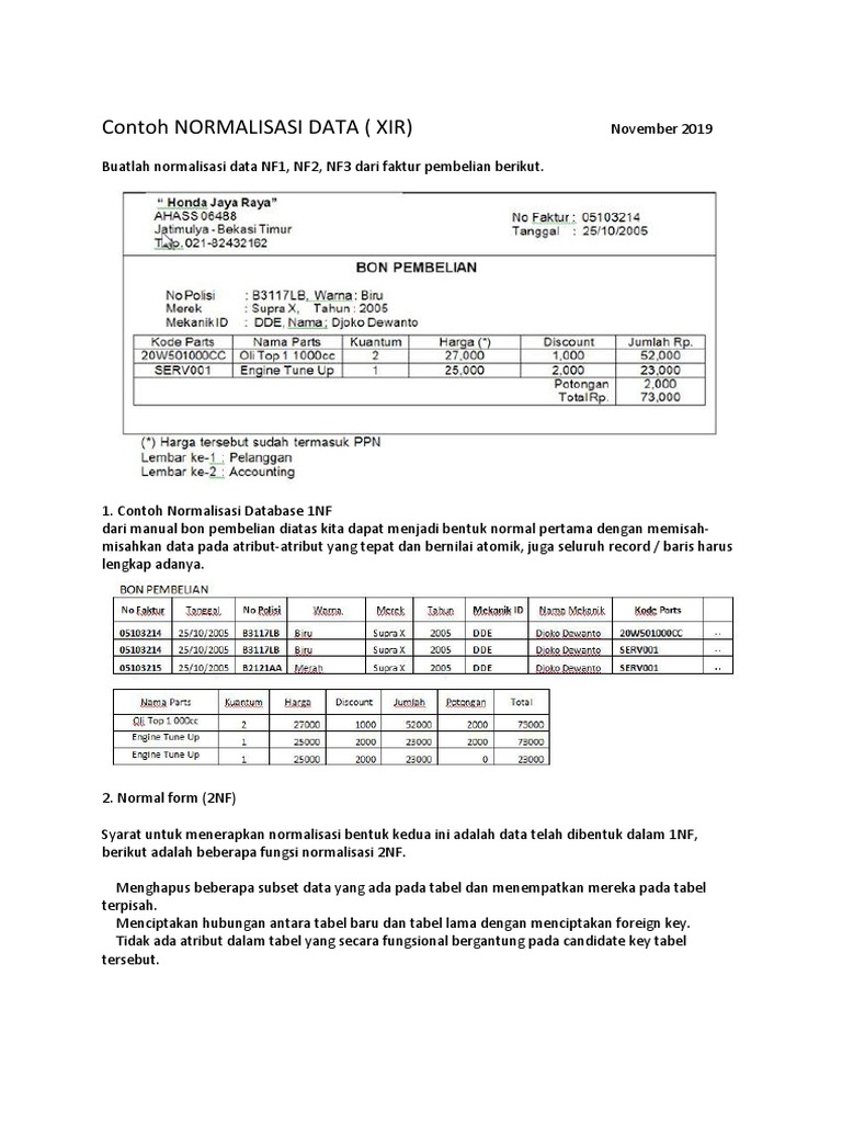 Contoh Normalisasi Data | PDF