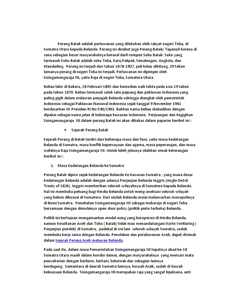 Perlawanan Rakyat Batak 1878-1907 | PDF | Sejarah