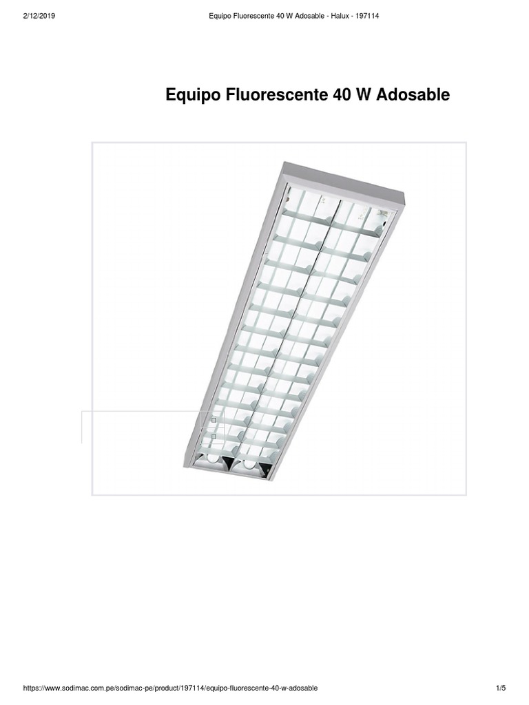 Equipo Fluorescente 40 W Adosable | PDF