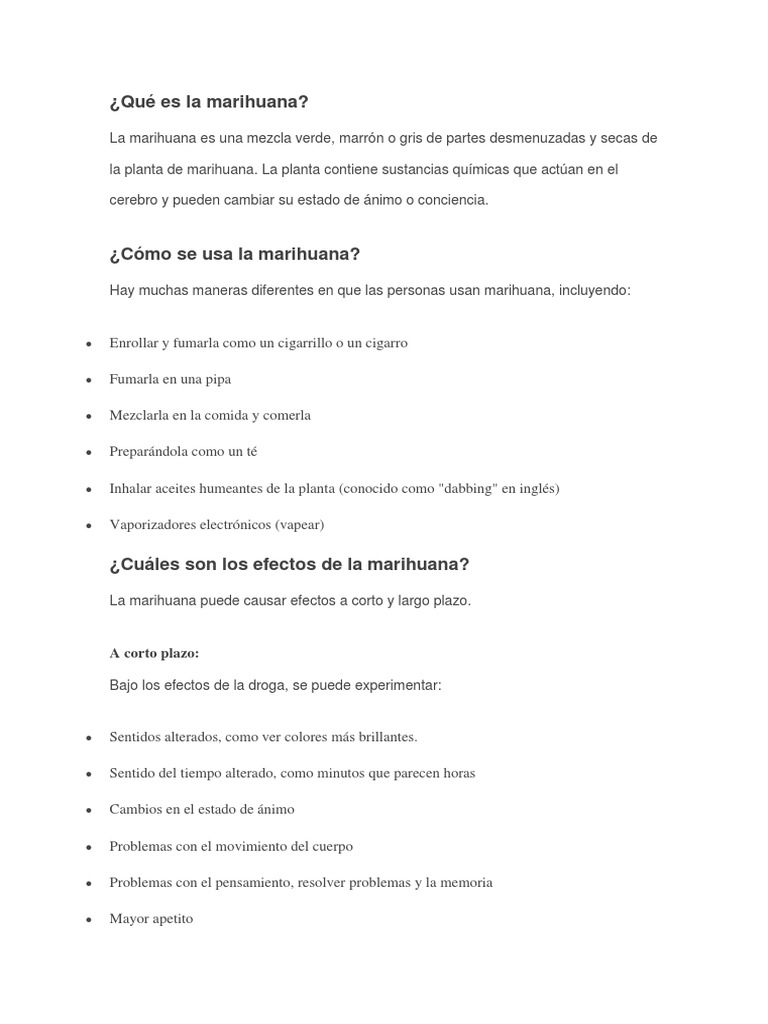 Qué Es La Marihuana Pdf Tetrahidrocannabinol Cannabis Droga