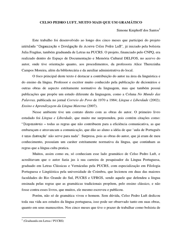 Celso Pedro Luft Alem de Um Gramatico Pucrs - 5a1775841723dddc30856b38 ...
