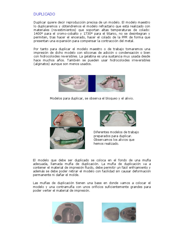 Duplicado de Modelos,Modelo Refractario y Modelado en Cera Guia 2016 (1 ...