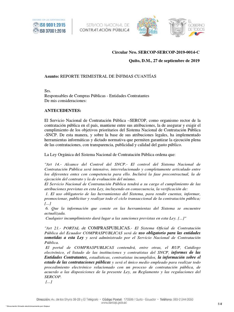 Sercop Sercop 2019 0014 C | Descargar gratis PDF | Gobierno ...