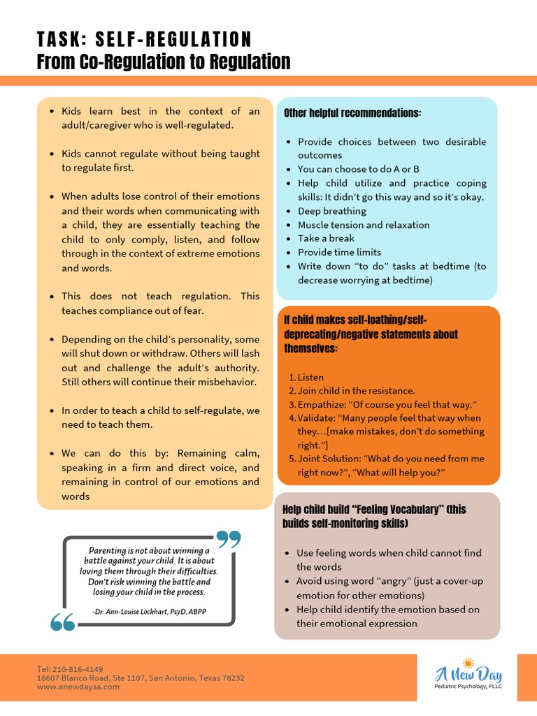 CoRegulation Handout A New Day | PDF | Emotional Self Regulation ...