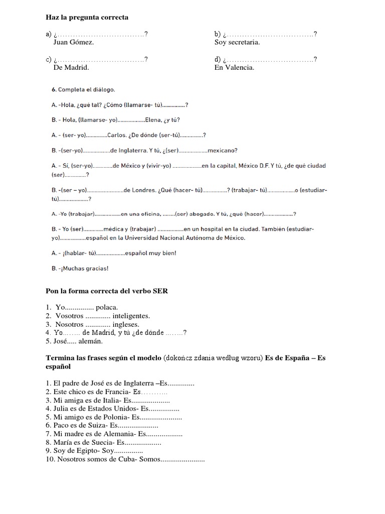 Ejercicios de Español: Módulo 1 | PDF