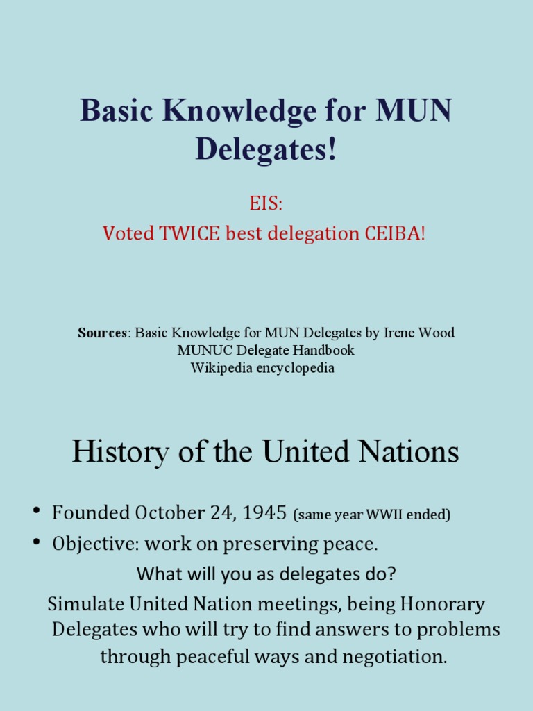 MUN Basics: A Guide for New Delegates | PDF | United Nations | Public ...