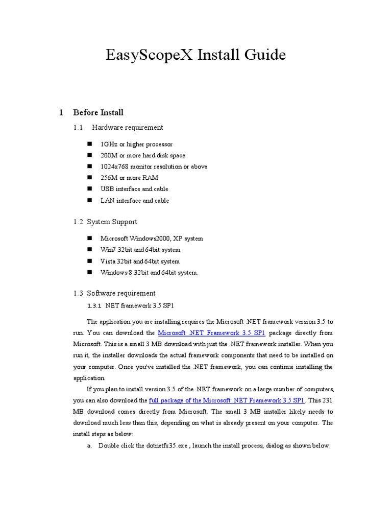 EasyScopeX Install Guide | PDF | Windows Vista | Microsoft Windows
