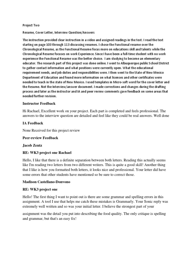 Project Two Reflection Paper For Portfolio Final | PDF | Technical Communication | Résumé