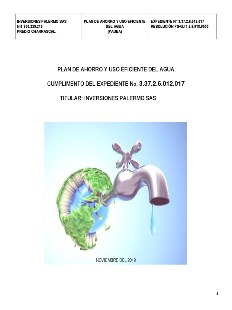Plan de Ahorro y Uso Eficiente Del Agua | PDF | Ahorro | Desarrollo sostenible