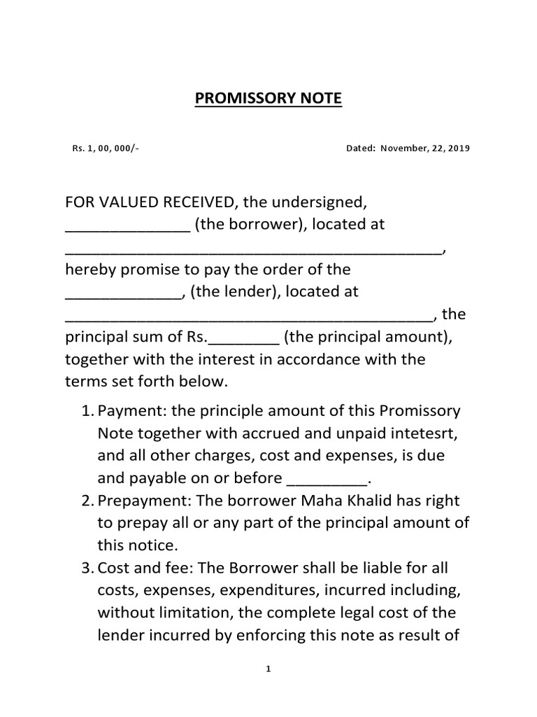 Promissory Note | PDF | Promissory Note | Social Institutions