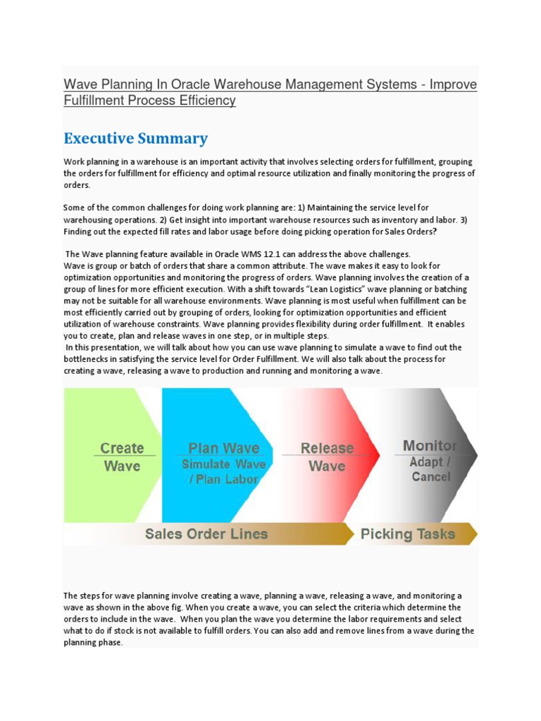 Oracle WMS Wave Planning | PDF | Warehouse | Logistics