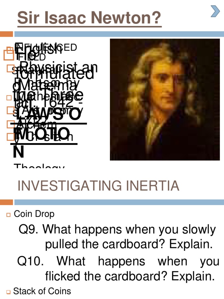 Newtons Law of Motion For Grade 8 | PDF | Force | Mass