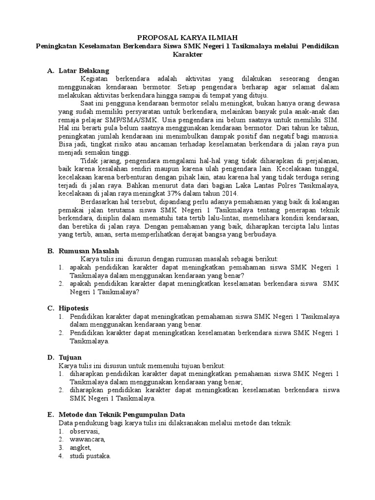 Contoh Proposal Karya Ilmiah | PDF
