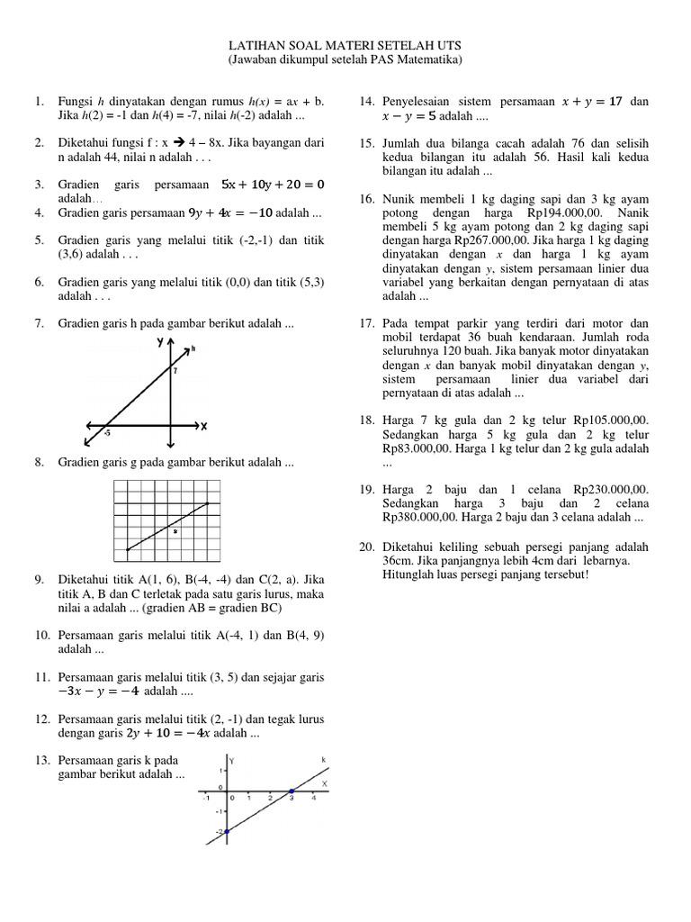 Latihan Soal Matematika Kelas 8 | PDF
