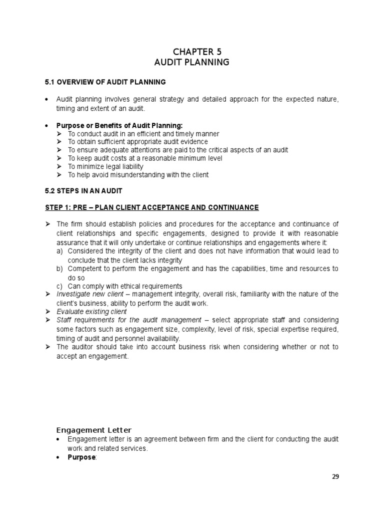 Chapter 5 Audit Planning | PDF | Internal Control | Risk