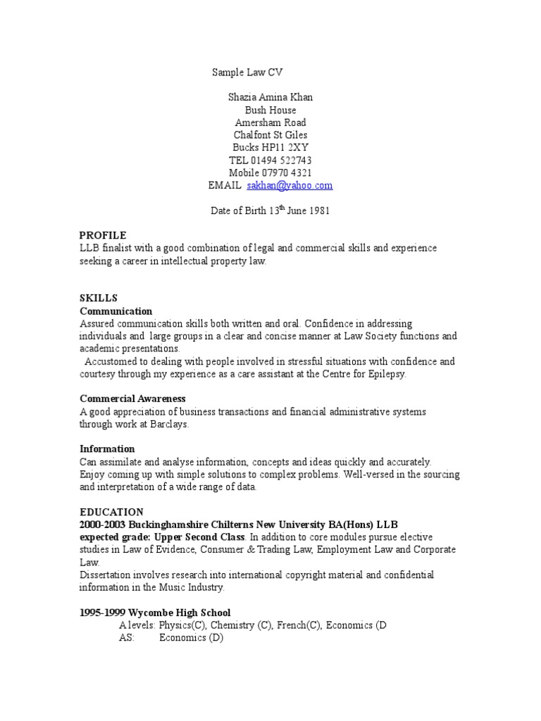 Sample Law CV DWNLD | PDF | Résumé | Business