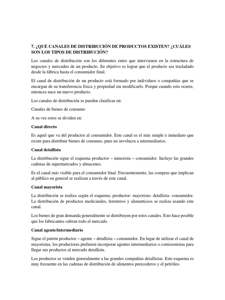 Tipos de Canales de Distribución | PDF | Producto (Negocio) | Marketing