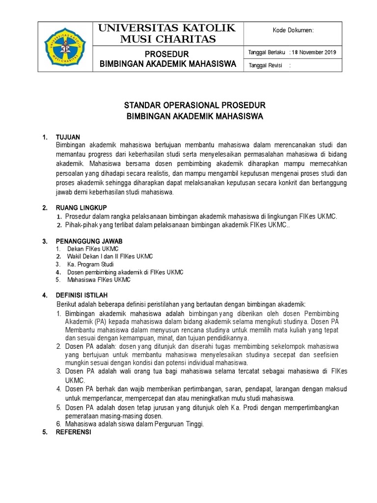 Prosedur Bimbingan Akademik FIKes UKMC | PDF | Karier & Perkembangan