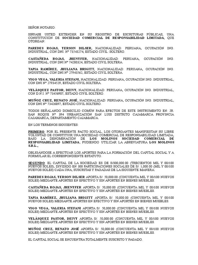 Modelo de Minuta | PDF | Derecho Corporativo | Empresas