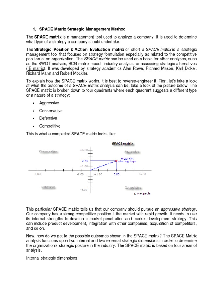 SPACE Matrix Strategic Management Method | PDF | Strategic Management ...