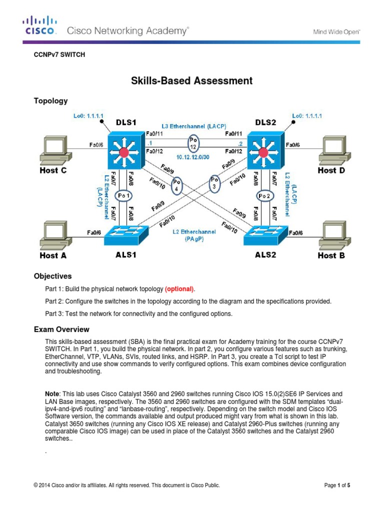 Ccnpv7 Switch Sba Versiona Student | PDF | Network Switch | Computer Network