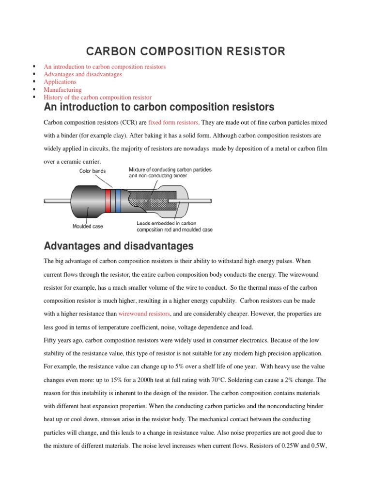 Carbon Composition Resistor | PDF | Resistor | Electrical Resistance ...