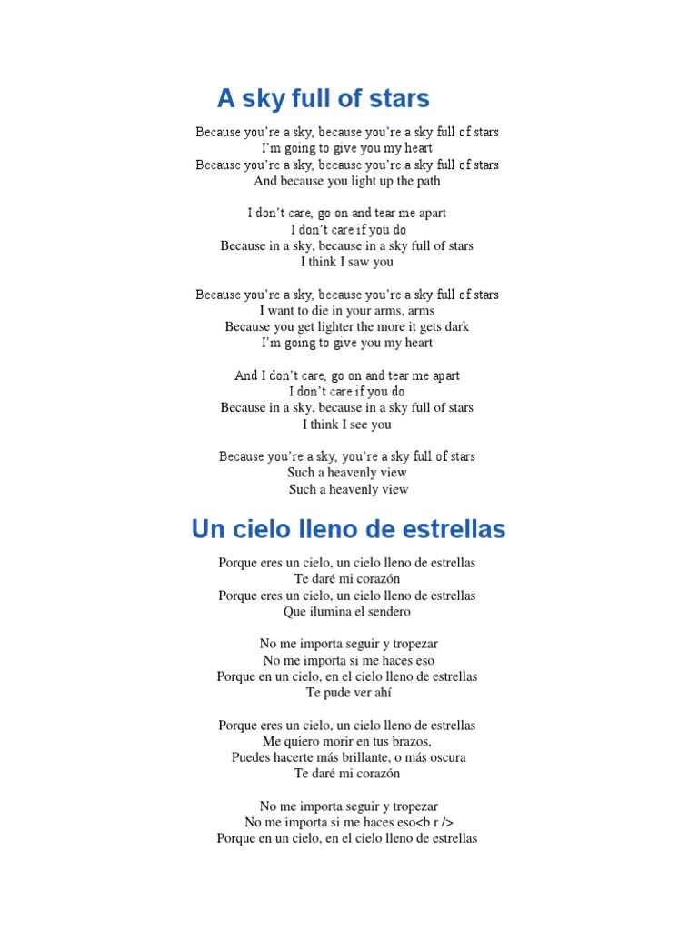 A Sky Full of Stars ZZZ | PDF