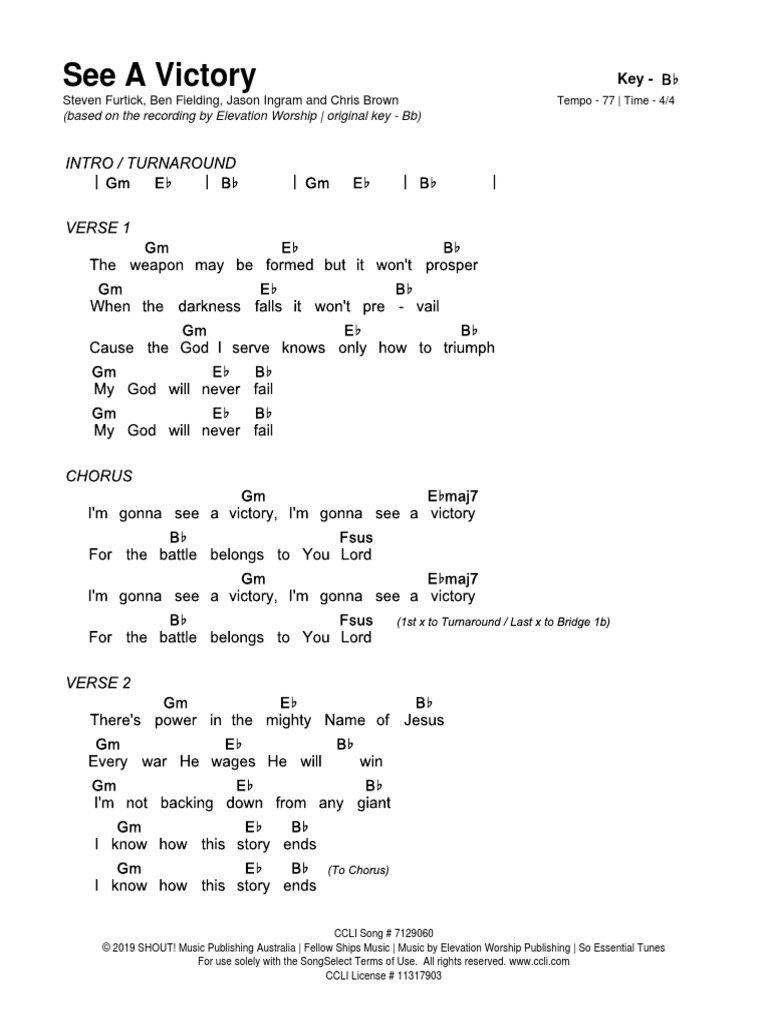 See A Victory - SongSelect Chart in BB PDF | PDF