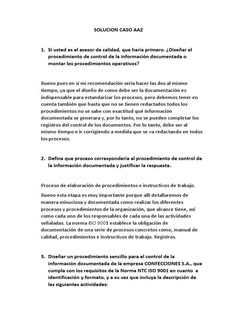 Solucion Caso Aa2 | PDF | Planificación | Información