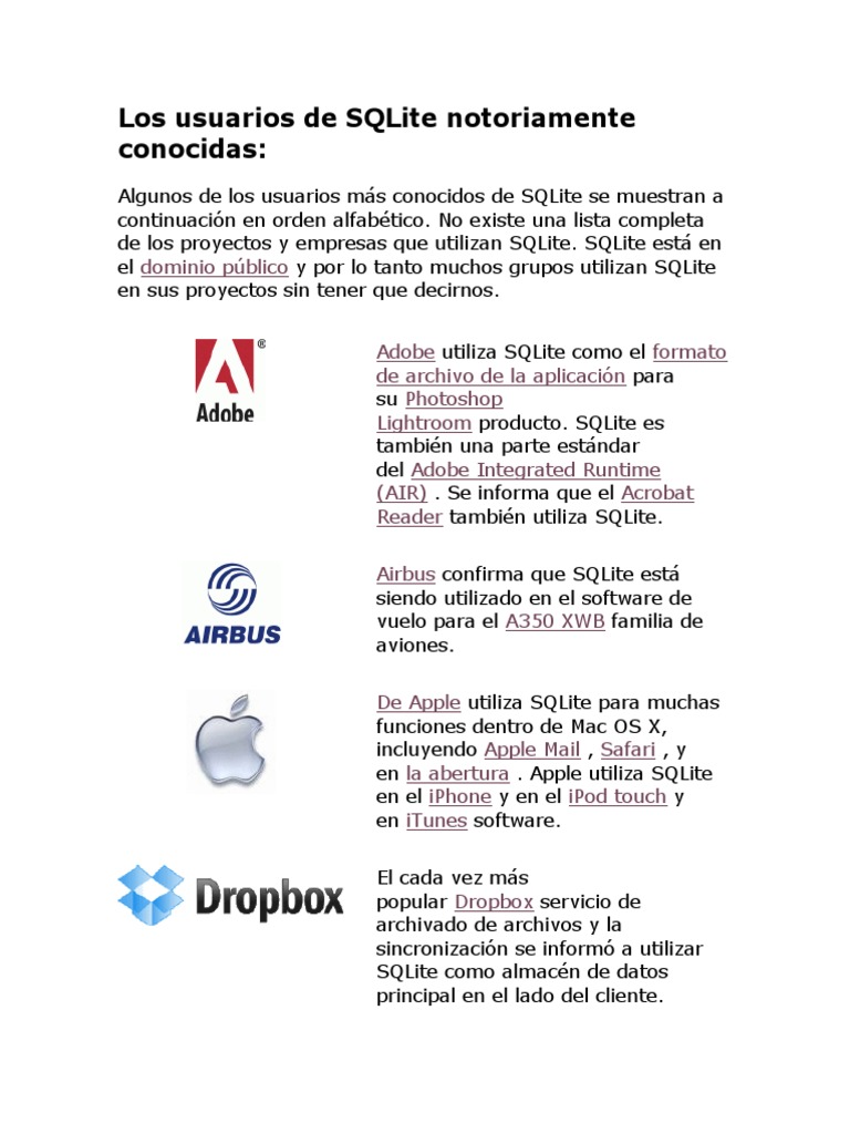 Empresas Que Utilizan SQLite Notoriamente Conocidas | PDF | Apple Inc ...