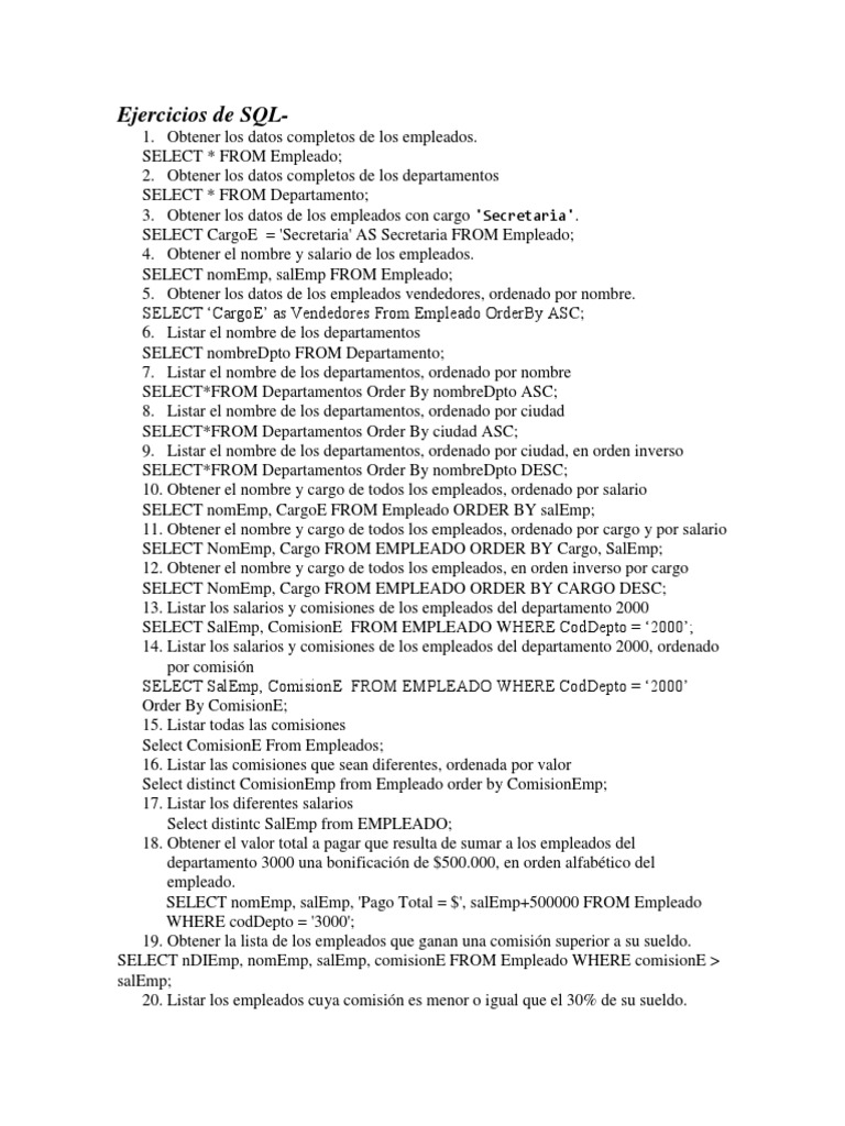 Problema de SQL | PDF | SQL