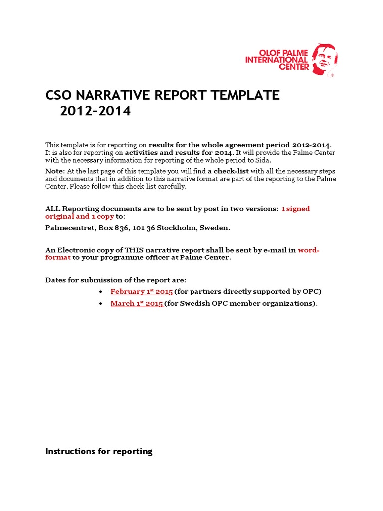 Cso Narrative Report Template 2014 | PDF | Risk Management | Evaluation