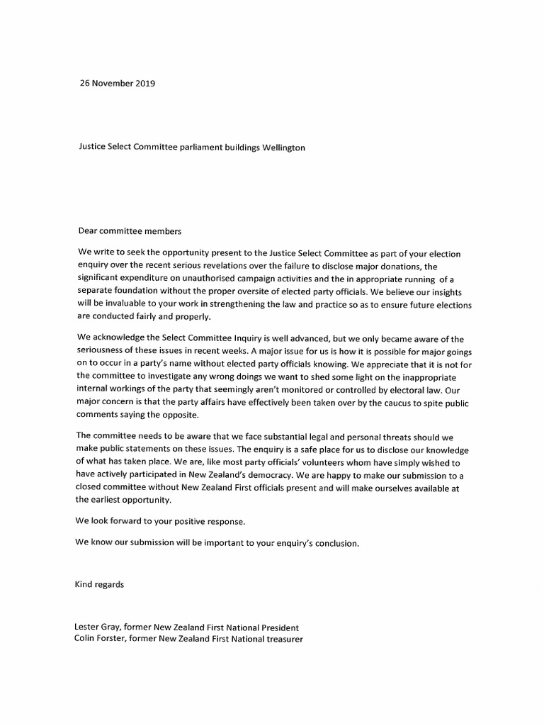 Letter To Select Committee | PDF