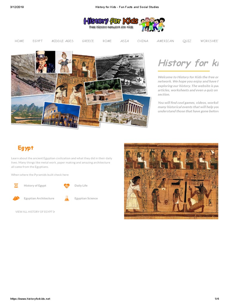 History For Kids - Fun Facts and Social Studies | PDF | Ancient History ...